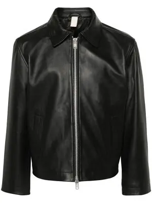 SUNFLOWER Zip-up Leather Jacket - Black
