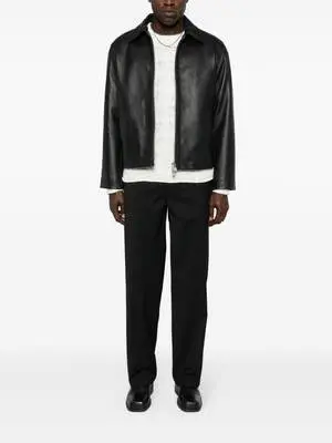 SUNFLOWER Zip-up Leather Jacket - Black