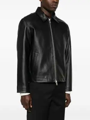 SUNFLOWER Zip-up Leather Jacket - Black