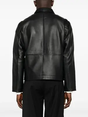 SUNFLOWER Zip-up Leather Jacket - Black