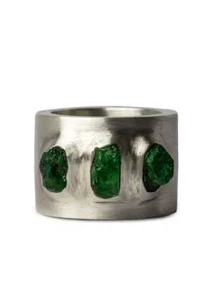 PARTS OF FOUR Sistema Garnet Sterling Wide Ring - Silver