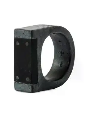 PARTS OF FOUR Plate Single Matte Jet Sterling Silver Ring - Black