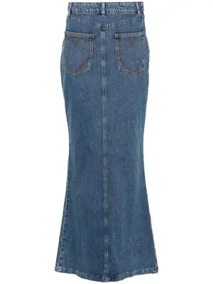 Moschino Logo-appliqué Denim Maxi Skirt