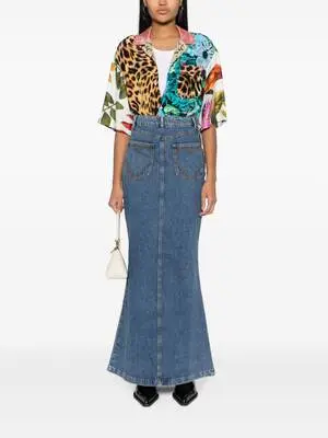 Moschino Logo-appliqué Denim Maxi Skirt