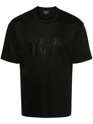 Giorgio Armani Logo-embroidered Cotton T-shirt - Black