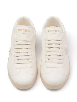Prada Triangle-logo Leather Sneakers - Neutrals