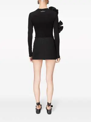 AREA Crystal-embellished Wool Mini Skirt
