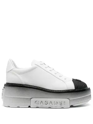 Casadei Nexus Leather Platform Sneakers - White