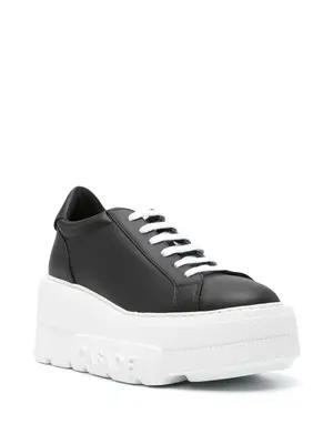 Casadei Nexus Leather Wedge Sneakers - Black