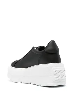 Casadei Nexus Leather Wedge Sneakers - Black