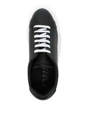 Casadei Nexus Leather Wedge Sneakers - Black