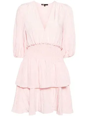 Maje Shirred-waistband Tiered Dress