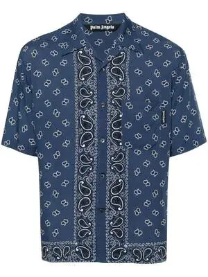 Palm Angels Paisley-print Bowling Shirt - Blue