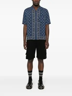 Palm Angels Paisley-print Bowling Shirt - Blue