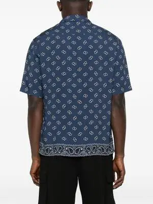Palm Angels Paisley-print Bowling Shirt - Blue