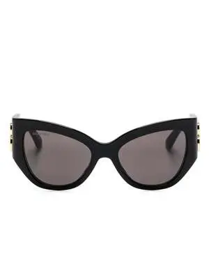 Balenciaga Logo-plaque Cat-eye Sunglasses - Black