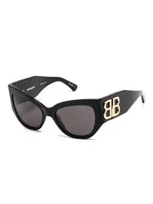 Balenciaga Logo-plaque Cat-eye Sunglasses - Black