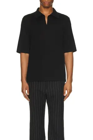 Saint Laurent Polo Manches Courtes In Black - Noir