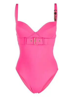 Moschino Plaque Belted Swimsuit - Pink