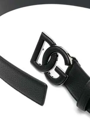 Dolce & Gabbana Deerskin-print Calfskin Belt With Dg Logo Buckle