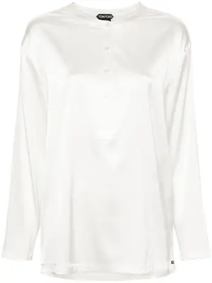 TOM FORD Band-collar Satin Blouse