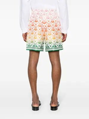 Casablanca Gradient Heart Silk Shorts - White