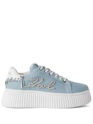 Karl Lagerfeld Whipstitch Platform Sneakers - Blue