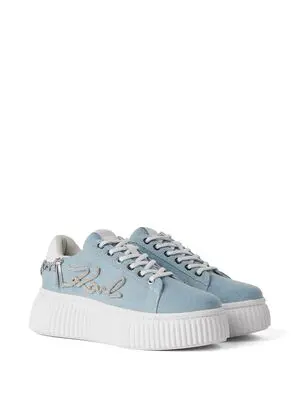 Karl Lagerfeld Whipstitch Platform Sneakers - Blue