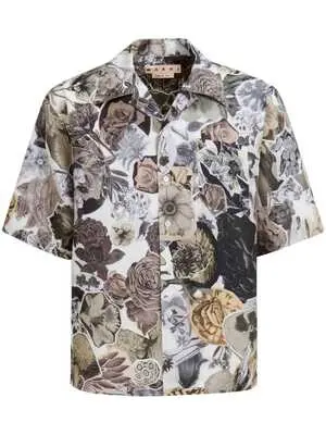 Marni Floral-print Silk Shirt - Neutrals