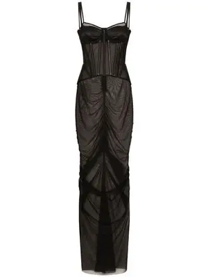 Dolce & Gabbana Sheer Cotton Bustier Dress - Black