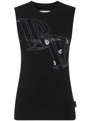 Philipp Plein Crystal-embellished Logo Tank Top - Black