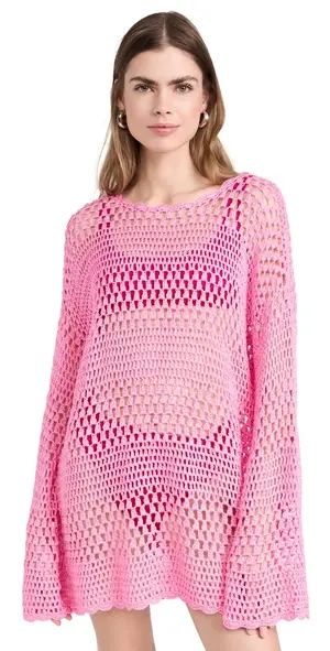 Show Me Your Mumu Crochet Paula Pullover - Bubblegum Pink