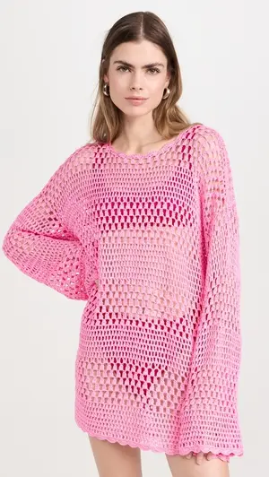 Show Me Your Mumu Crochet Paula Pullover - Bubblegum Pink