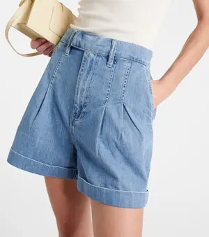 FRAME Pleated Denim Shorts