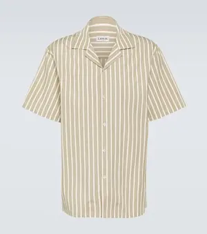 LANVIN Striped Cotton Bowling Shirt - Green