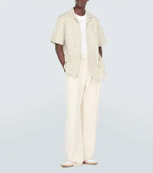 LANVIN Striped Cotton Bowling Shirt - Green