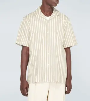 LANVIN Striped Cotton Bowling Shirt - Green