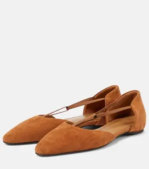 TOTEME T-strap Suede Flats - Brown