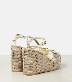 Valentino Garavani Vlogo Cutout Leather Espadrille Wedges