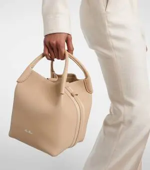 Loro Piana Bale Small Leather Tote Bag - Beige