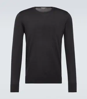 Loro Piana Loro Piana Knitted Virgin Wool Crewneck Top Black