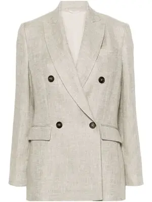 BRUNELLO CUCINELLI Herringbone Linen Blazer