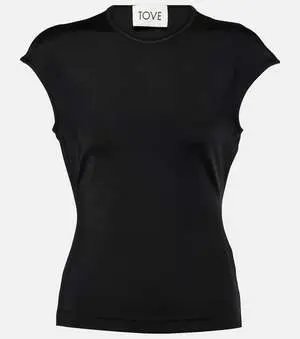 Tove Deca Jersey Top - Black