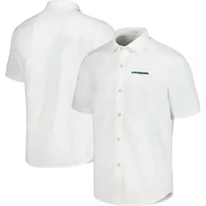 Tommy Bahama Oregon Ducks Coconut Point Palm Vista Islandzone Camp Button-up Shirt - White