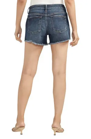 SILVER JEANS CO. Fray Hem Luxe Stretch Denim Boyfriend Shorts
