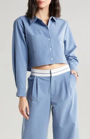 WAYF Cropped Button-up Shirt