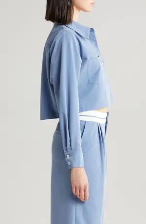 WAYF Cropped Button-up Shirt