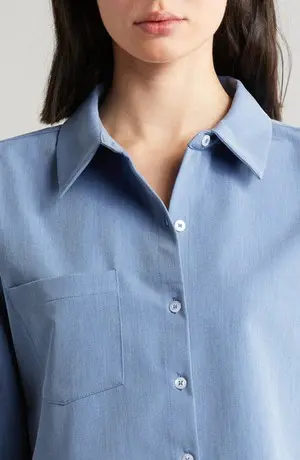 WAYF Cropped Button-up Shirt