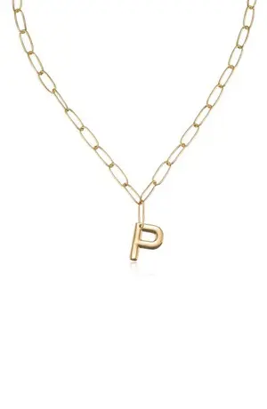 Ettika Initial Pendant Necklace - Gold - P