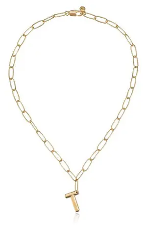 Ettika Ettika Initial Pendant Necklace Gold - T